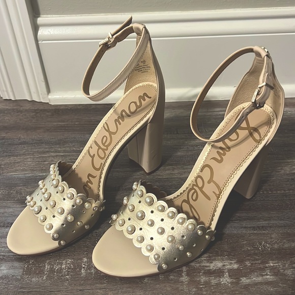 Sam Edelman | Shoes | Never Worn Sam Edelman Pearlgold Block Heel ...